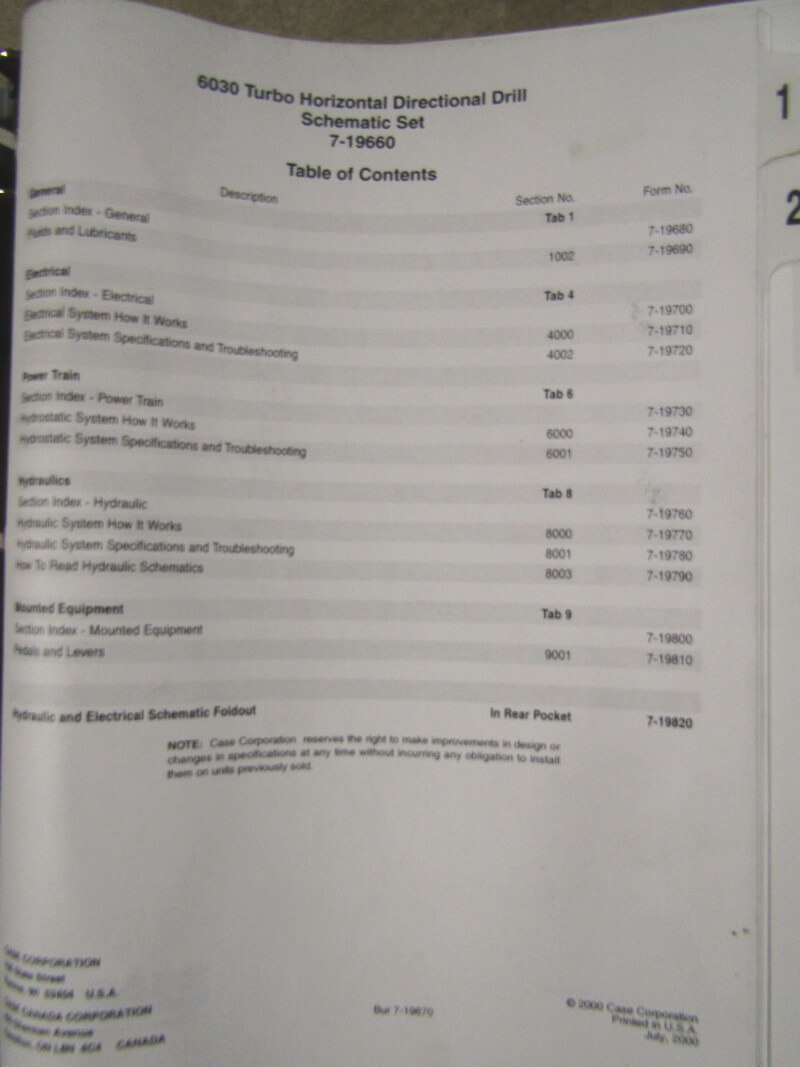 Case 6030 Turbo Horizontal Directional Drill Schematic Repair Manual ...
